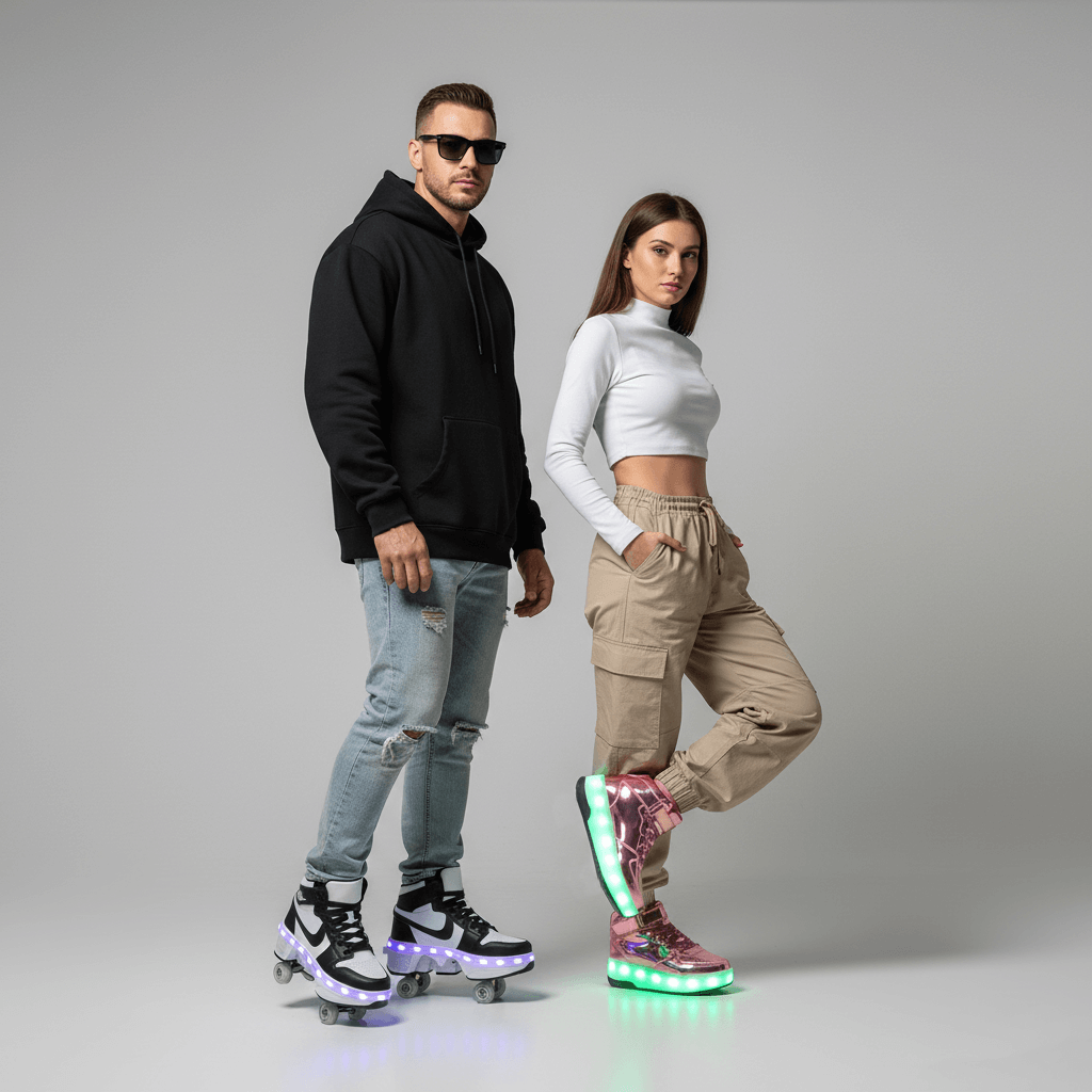 Kick Speed Roller Shoes with Wheels for Adults | LED & 4-Wheel Designs