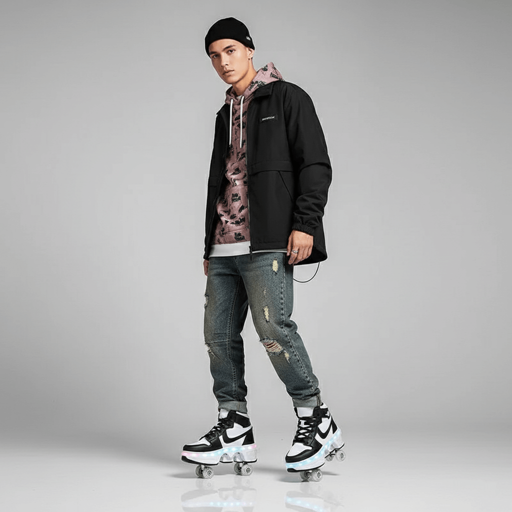 Kick Speed™ 4-Wheel Roller Skate Shoes for Men | LED, Mid & Low Tops